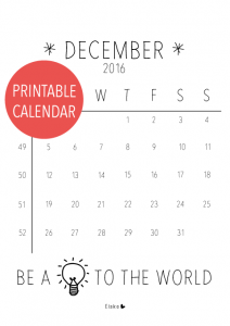 December 2016 - printable kalender - Elske